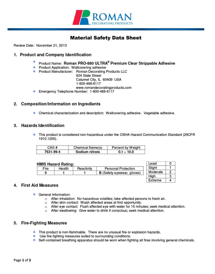 Roman Pro-880 Ultra Clear Strippable Wallpaper Adhesive Glue ...